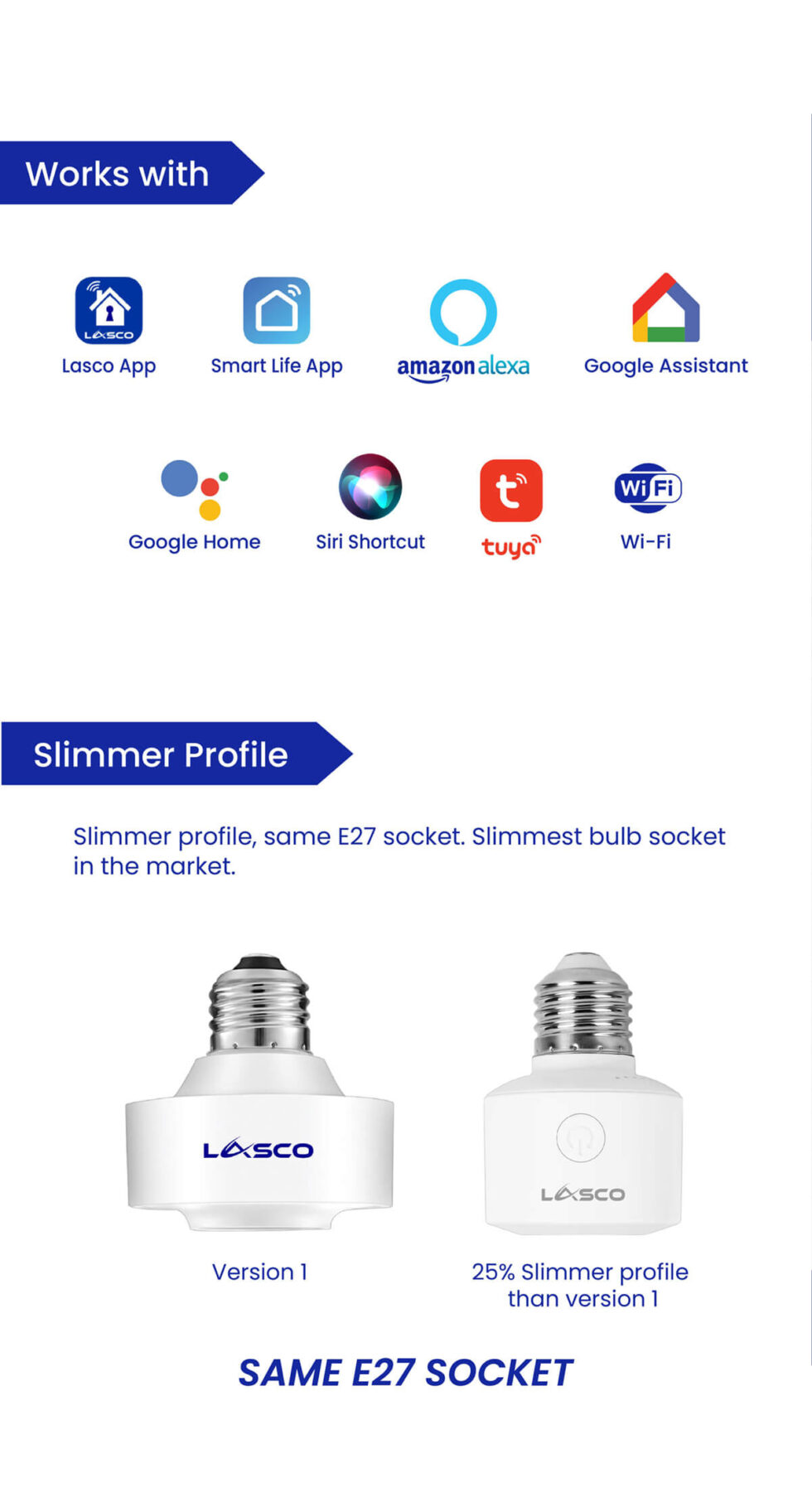 Lasco WiFi Bulb Socket Mini - Lasco