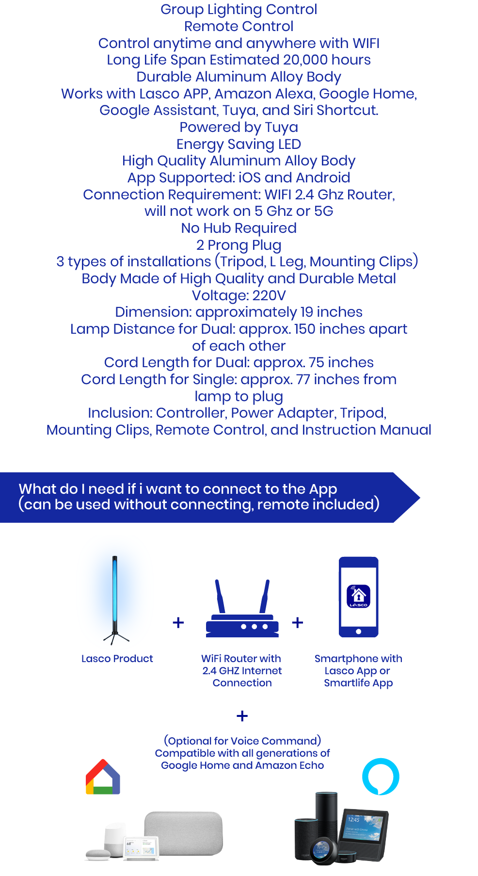 Lasco WiFi Nordic Single Table Lamp - Lasco